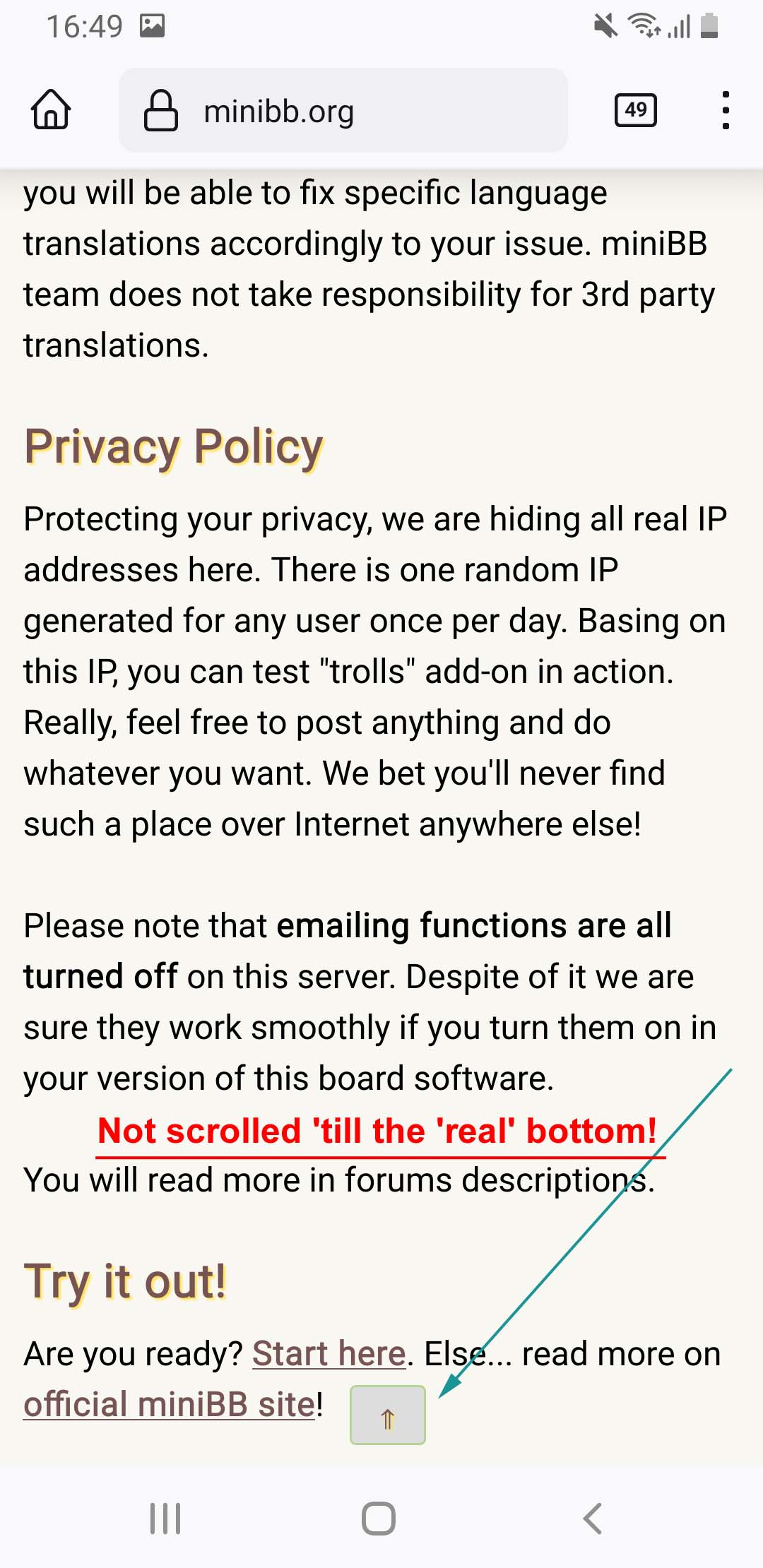 minibb.org - The scroll button does not scroll to the bottom of the page completely · Issue ...